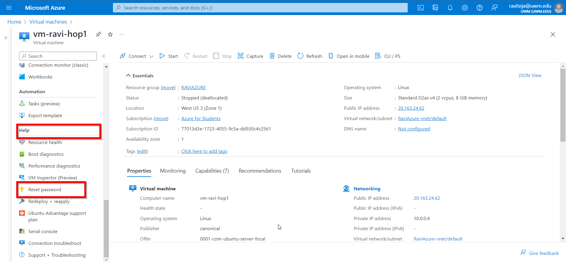 Azure Vm Password Reset Feature Uw Milwaukee Cloud Computing