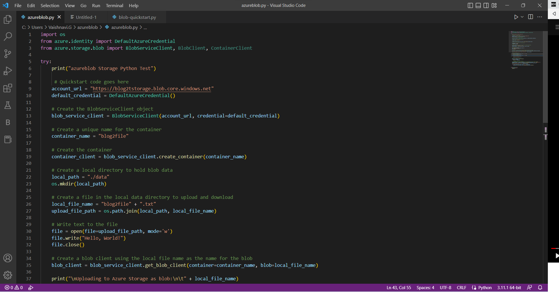 How to use Python to create, write to, and delete files in an Azure ...
