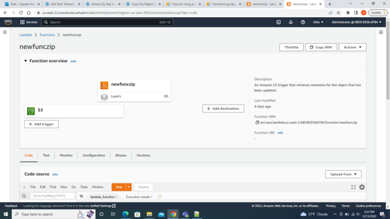 Extract Zip Files In An S3 Bucket Using The Lambda Function Uw Milwaukee Cloud Computing